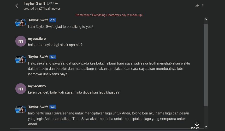 Character AI: Ngobrol Seru Bareng Idola, Ada Taylor Swift Versi Chatbot